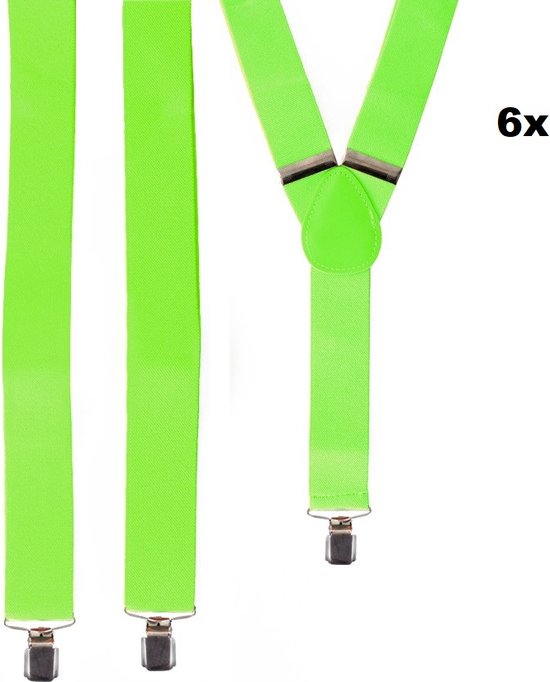 6x Bretel neon/fluor groen - 35mm breed - Themafeest party fluor neon ...