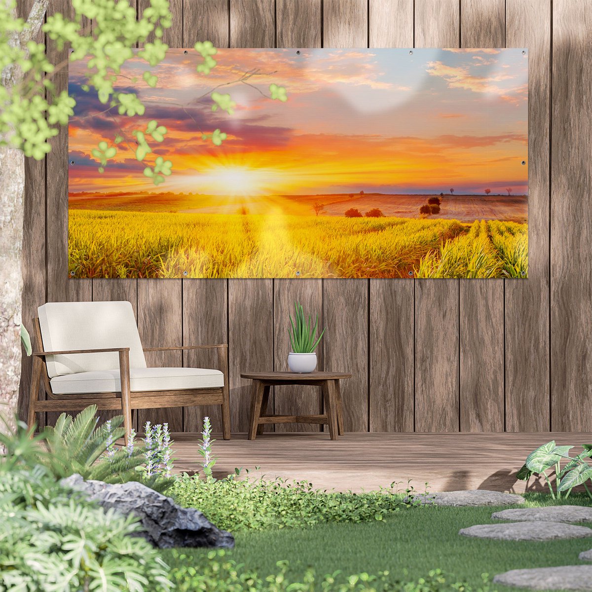 Gards Affiche de jardin Lever de soleil sur le Ma sveld - 200x100 cm ...