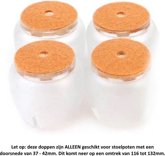 8x Ronde Stoelpoot Doppen Beschermers voor ronde stoelpoten van 37 - 42 ...