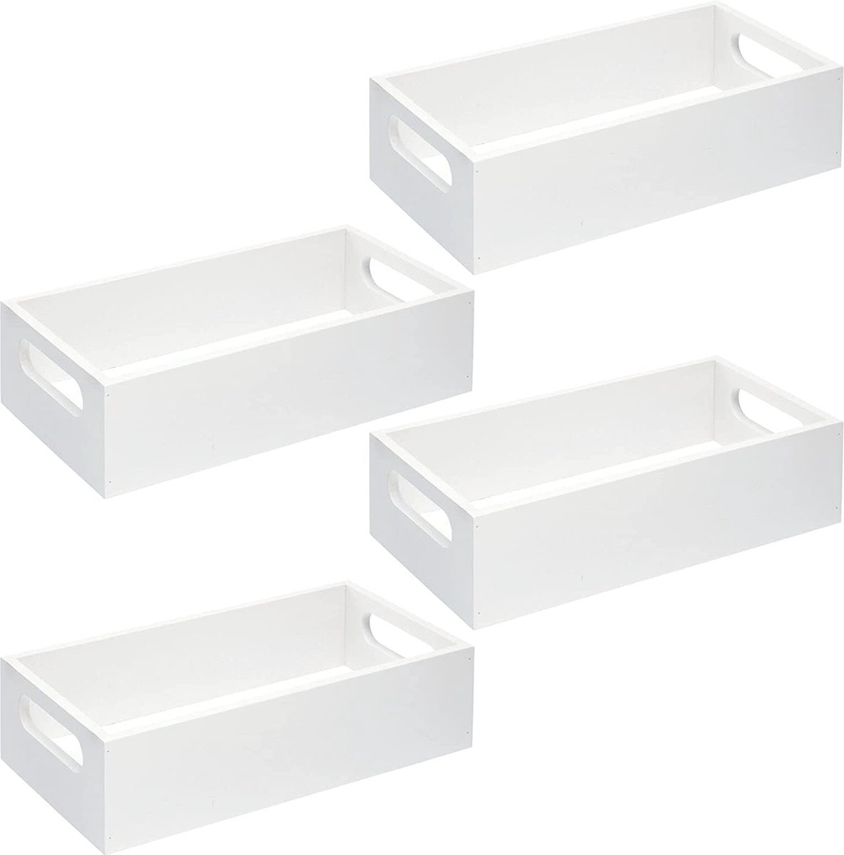 Set van 4 opbergdozen met handgrepen, praktische houten doos voor het ...