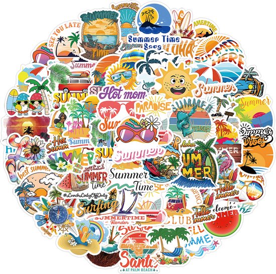 Vrolijke Zomer Stickers - 50 Leuke Summer & Strand Stickers - Laptop ...
