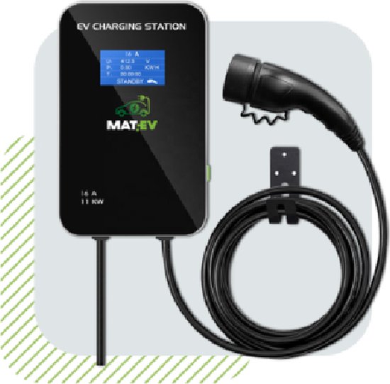 MatEV 11kW auto laadpaal | type 2 | fase 3 -16A | 4 meter laadkabel | bol