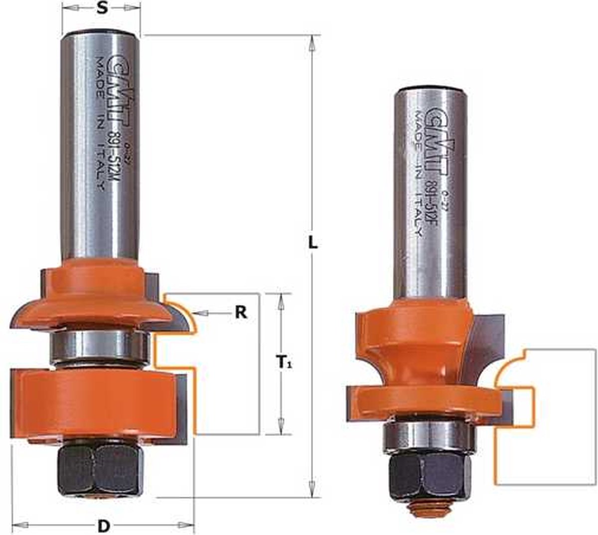 CMT - Jeu de fraises pour profil et contre-profil, HW - Fraise - Matériau - Outils de... | bol.com