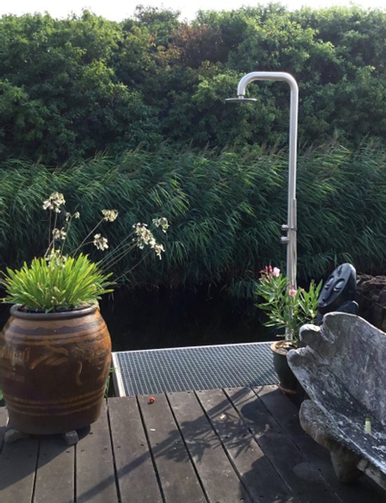 FugaFlow vrijstaande buitendouche RVS 316 met handdouche en regendouche ...