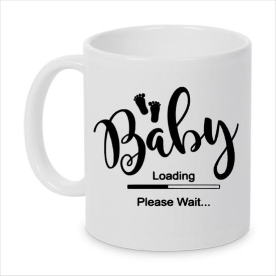 Bedrukte mok met tekst: Baby loading , Zwangerschaps mok, Cadeau voor ...