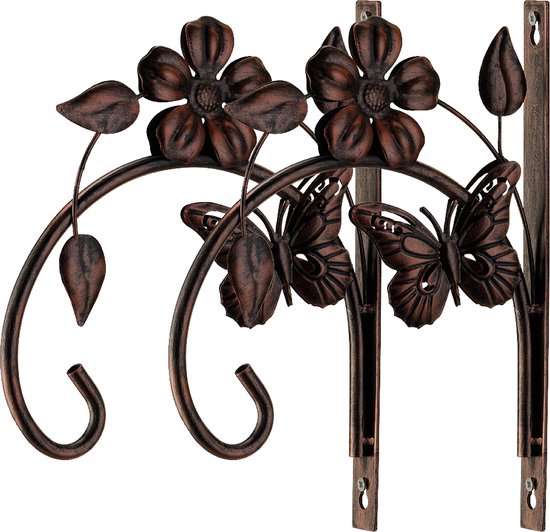 Decoris muurhaken/wandhaken - 2x stuks - 25 x 20 cm - bruin - metaal ...