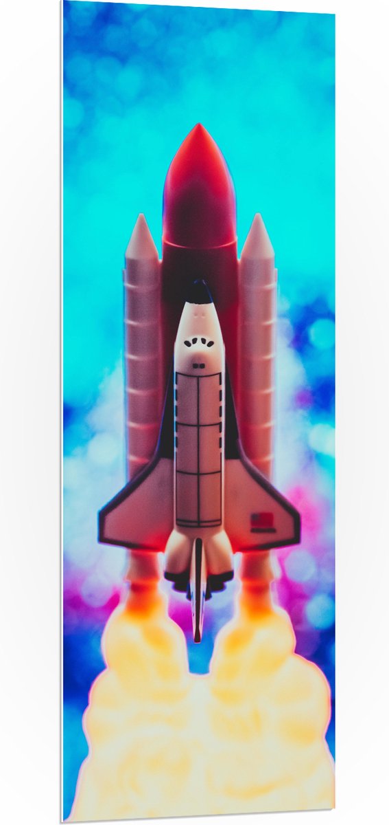 PVC Schuimplaat - Speelgoed Raket met Start Rook - 50x150 cm Foto op ...