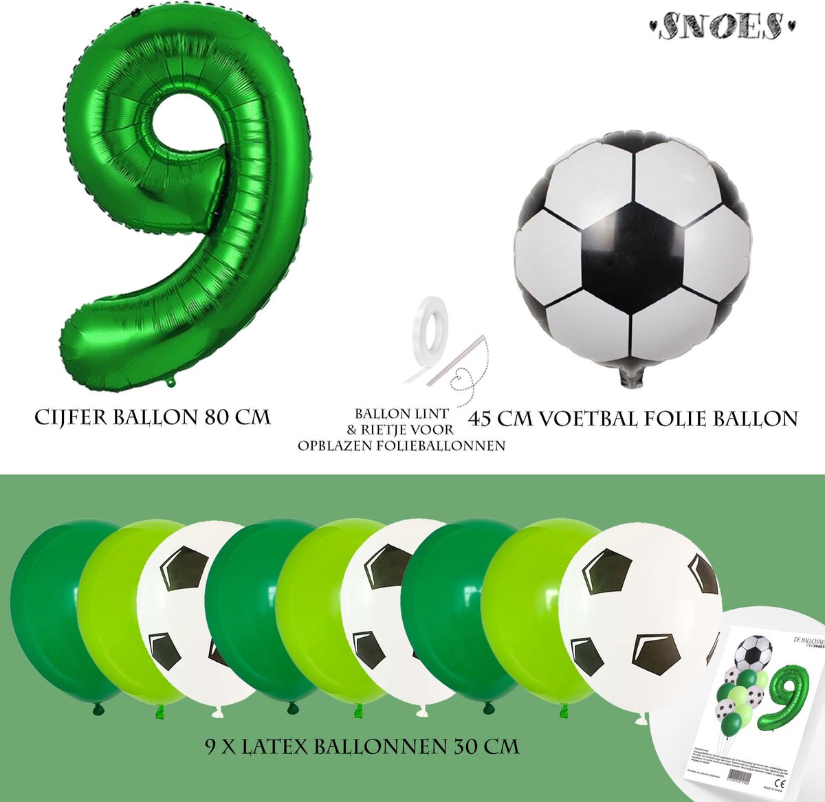 Voetbal Verjaardag * Ballonnen Set 9 Jaar * Hoera 9 Jaar * Jarig ...