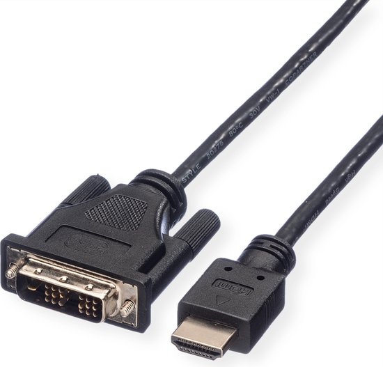 ROLINE Monitorkabel DVI (18+1) - HDMI, M/M, zwart, 3 m | bol.com