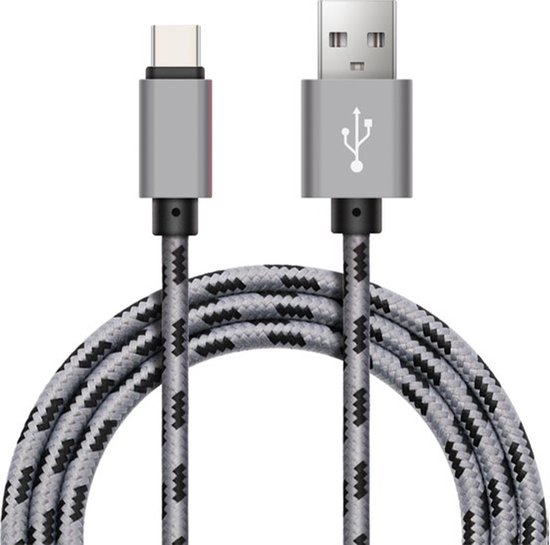 Nylon USB-C naar USB A kabel - 0,25m - USBC2 - Grijs | bol.com