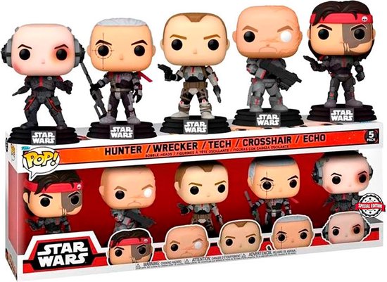 Funko Pop! Star Wars The Bad Batch 5 Pack - Hunter Wrecker Tech ...