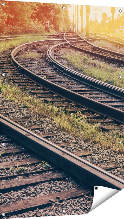 Gards Tuinposter Rails Spoorwegen naast Elkaar - 80x120 cm - Tuindoek ...