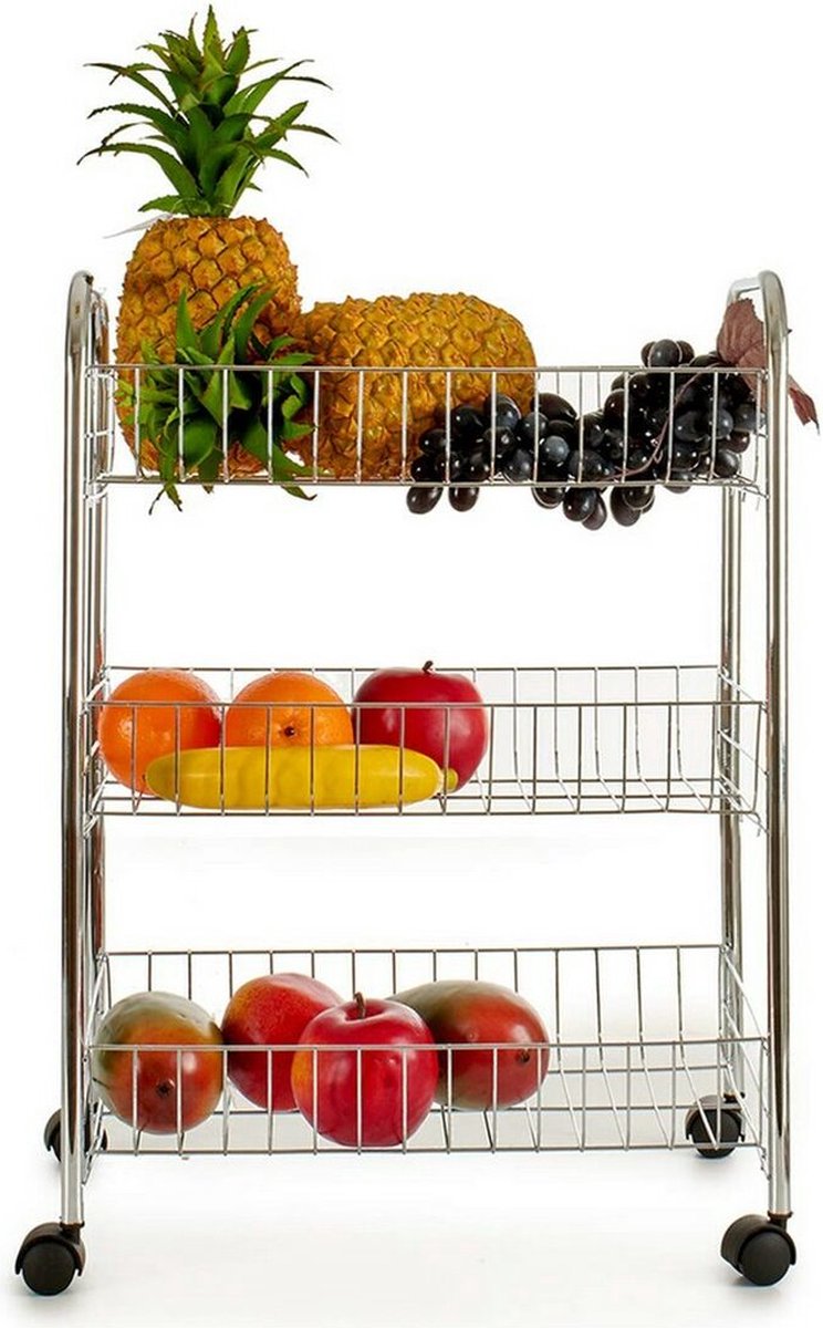 Keukentrolley/roltafel/organizer met 3 lagen/manden van metaal 40 x 26 ...