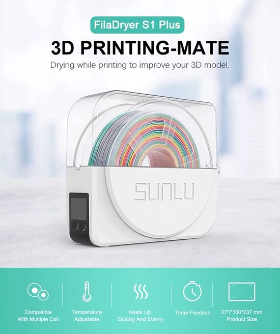 SUNLU Fila Dryer S1 Plus 3D Printing Mate Filament Droger | bol