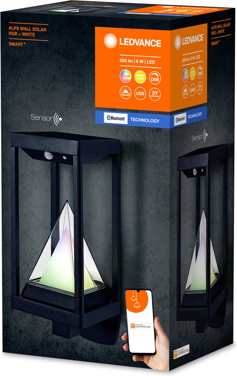 LEDVANCE SMART+ outdoor Bluetooth solar wandlamp, met warm wit (3000K ...