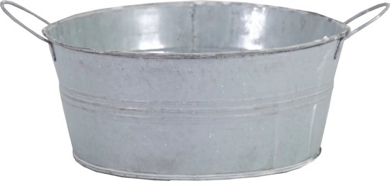 Mega Collections Cache-pot/pot de fleur/seau - zinc - gris clair - rond ...