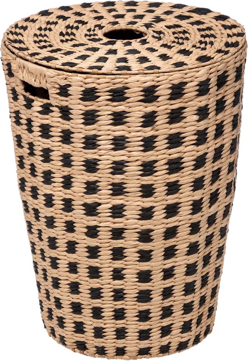 5Five Wasmand gevlochten Riet - beige/zwart - 64 liter - 33 x 33 x 53 ...
