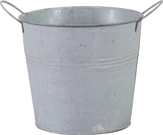 Mega Collections Cache-pot/pot de fleur/seau - zinc - gris clair - D16 ...