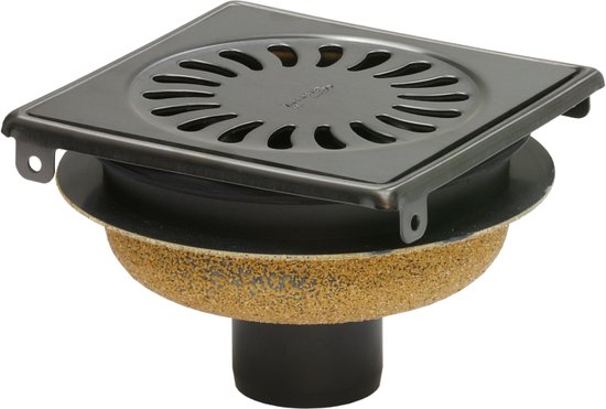 Gun metal doucheput 146 x 146 mm, onderuitlaat | bol