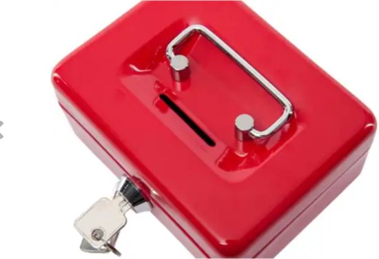 Geldkist Money Box Met Sleutel L11 X B8 X H5 Cm Rood Bol