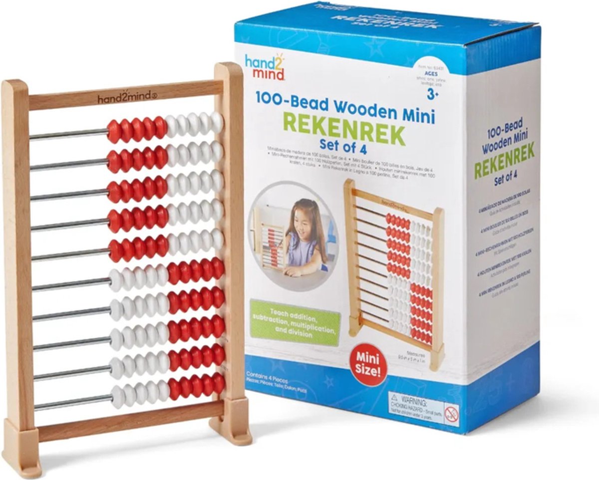 Rekenrek - 100 kralen (10 rijen) set van 4 st. | bol