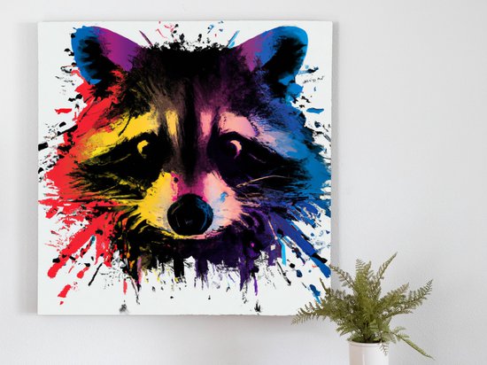 Ricky the raccoon | Ricky the Raccoon | Kunst - 60x60 centimeter op ...