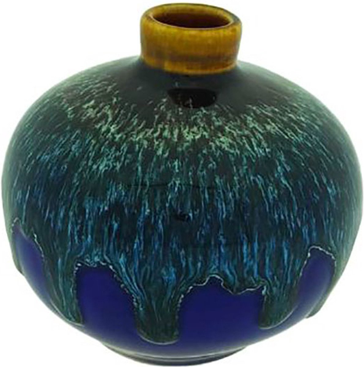 Knopvaasje kobalt blauw drip - Klein vaasje - keramisch vaasje volledig ...