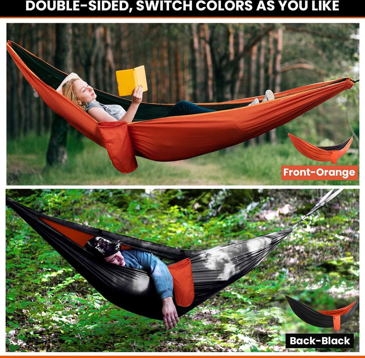 Plugstore - Dubbellaagse hangmat, TÜV-gecertificeerd, draagvermogen 400 ...