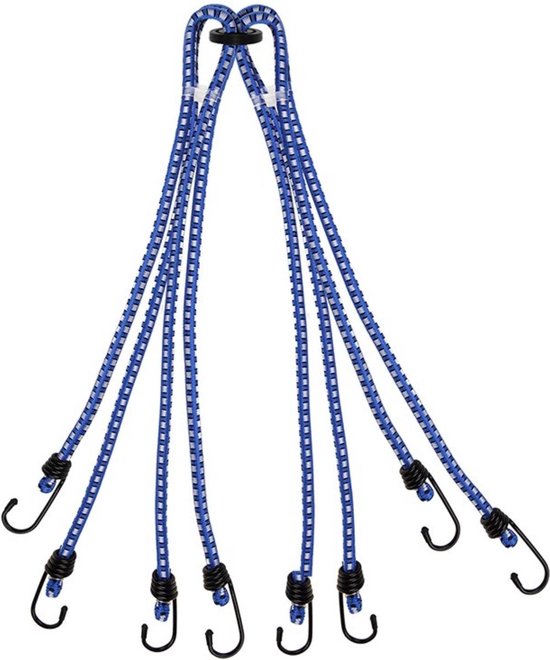Snelbinders - spinbinder Blauw 80 cm, 8 armig, 8mm met plastic coat ...