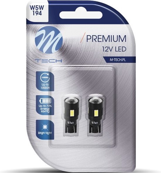 M-Tech LED W5W 12V - Premium - 6x Led diode - Canbus - Wit - Set | bol