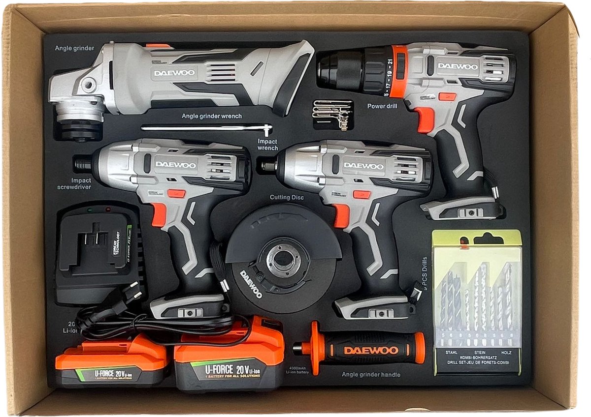 Gereedschap Set - Daewoo DAMWS266 - Schroef-boormachine - Haakse ...
