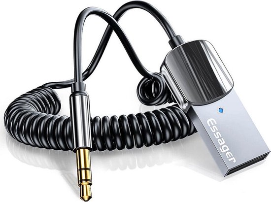 Essager Bluetooth 5.0 Receiver Auto - AUX naar USB Kabel Grijs | bol