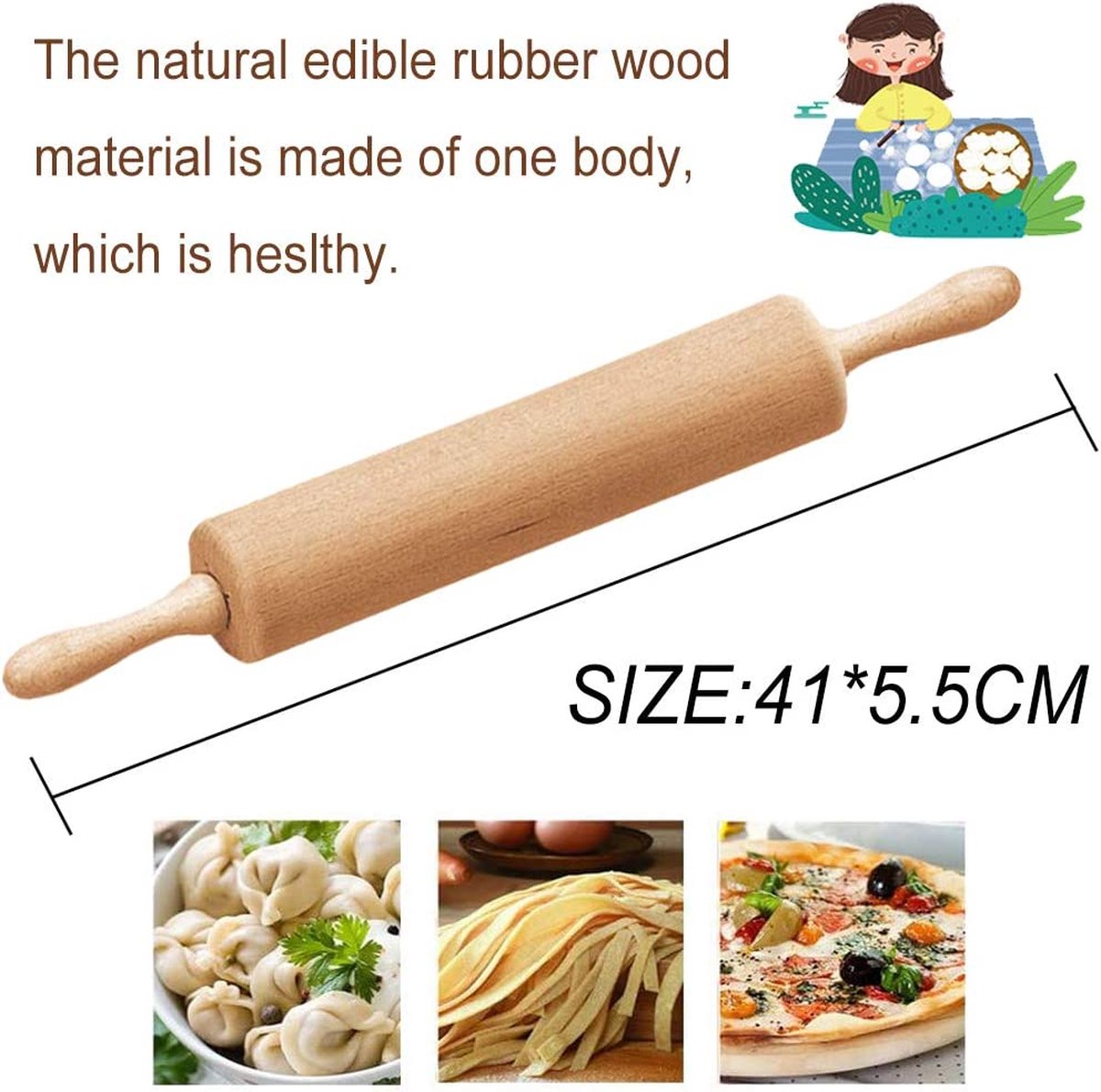 Deegroller hout – houten deegroller - rolhout | bol.com