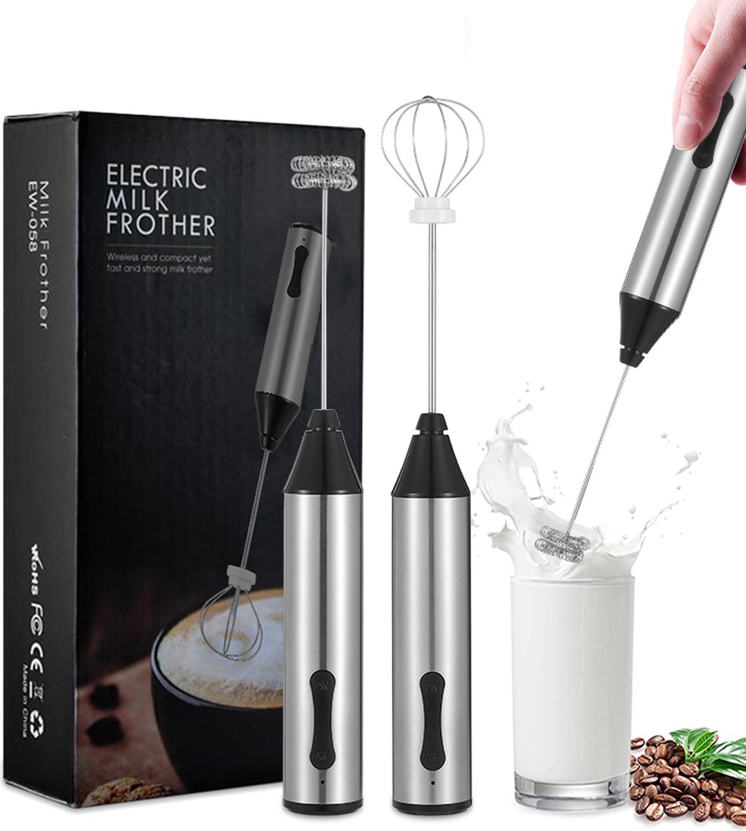 Melkopschuimer Handmatig - Elektrisch - 3 in 1 - Extra USB meegeleverd ...