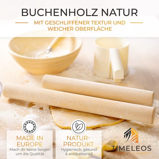 Deegroller hout – houten deegroller - rolhout | bol