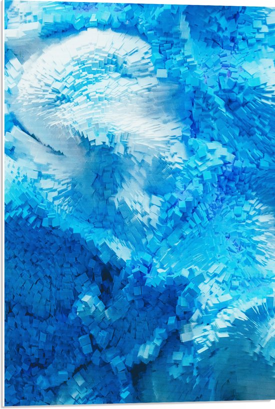 PVC Schuimplaat - Blauw met Witte Blokken - 50x75 cm Foto op PVC ...