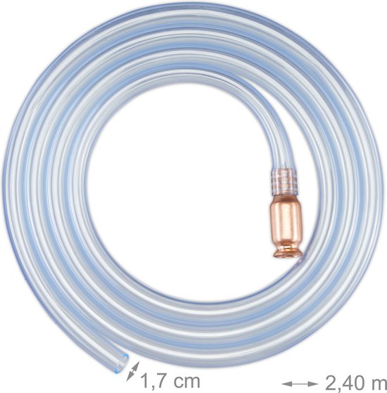 Relaxdays benzineslang - 240 cm - hevelslang - zelfaanzuigend - pompslang - doorzichtig | bol.com