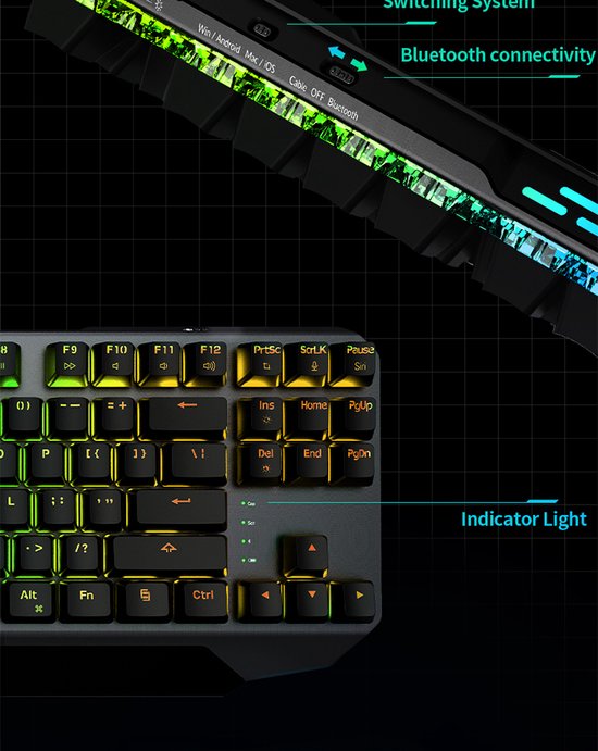Symbaya - Mechanisch Gaming Keyboard - Draadloos -RGB Led Gaming ...