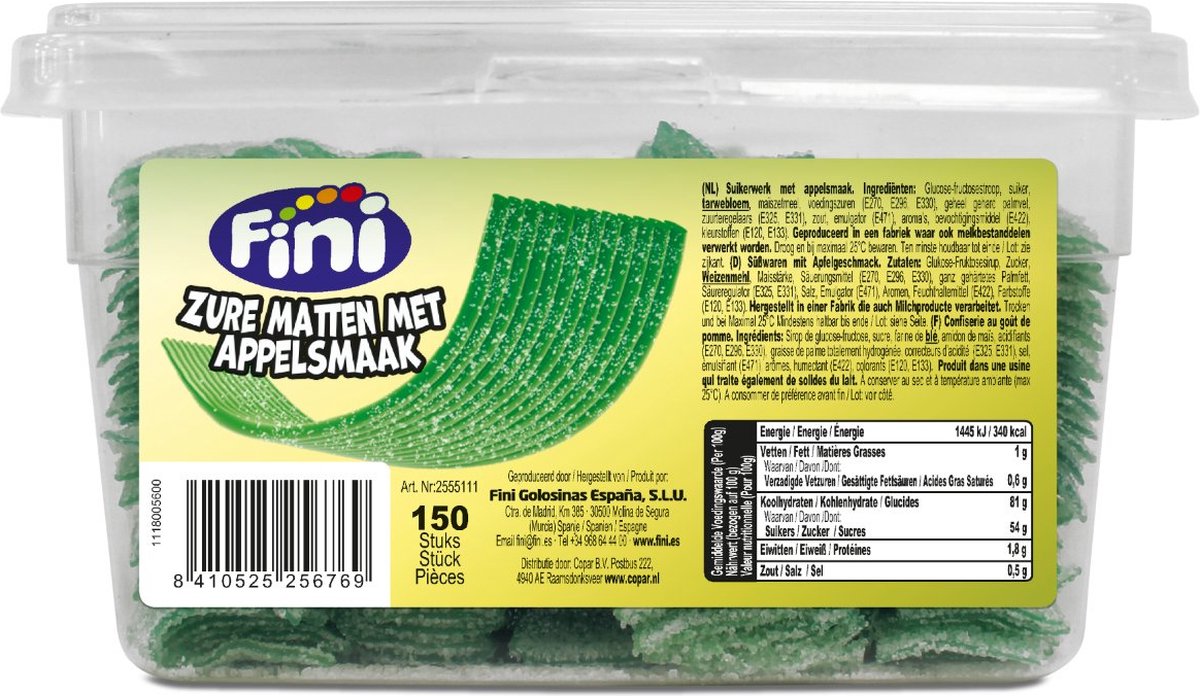 Zure Matten Snoep met Appel smaak Grote Silo 150 Stuks Smikkelbeer ...