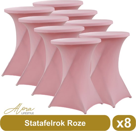 Statafelrok roze 80 cm per 8 - partytafel - Alora tafelrok voor statafel -... | bol.com