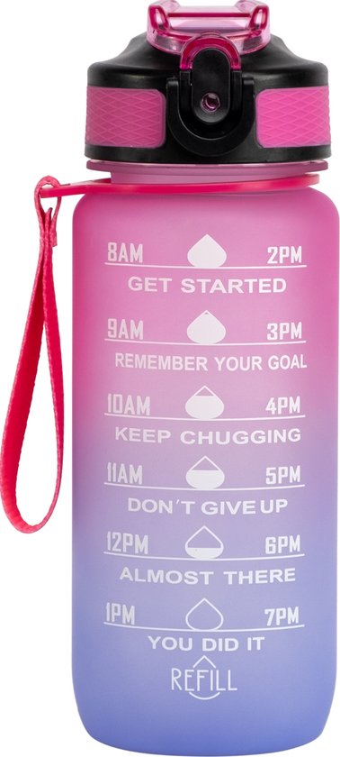 Motivatie Waterfles - Roze/Paars - 600ML Drinkfles - Motivatiefles ...