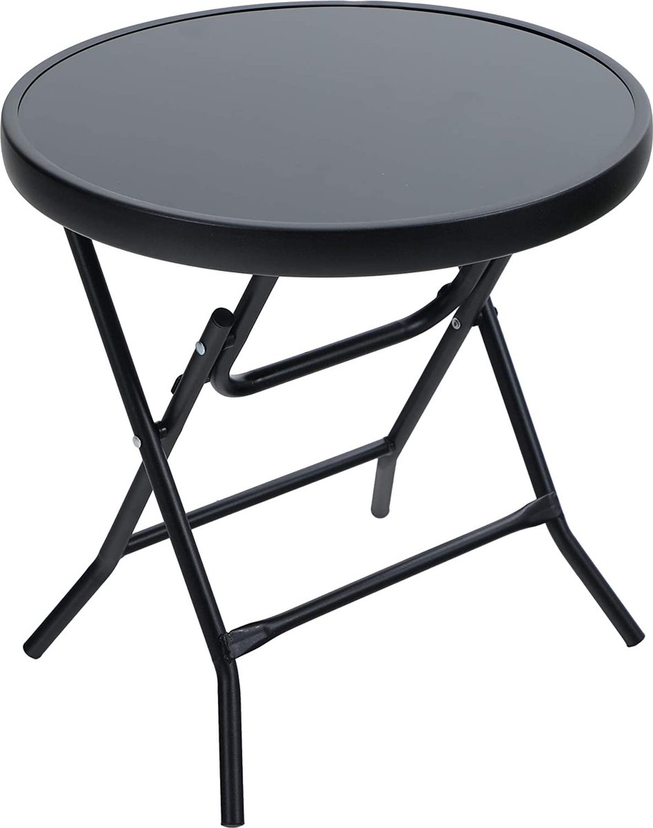 Inklapbare ronde bijzettafel van glas van metaal, tuintafel ...