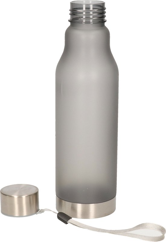 Waterfles/drinkfles/sportfles - zwart - kunststof - rvs - 600 ml | bol