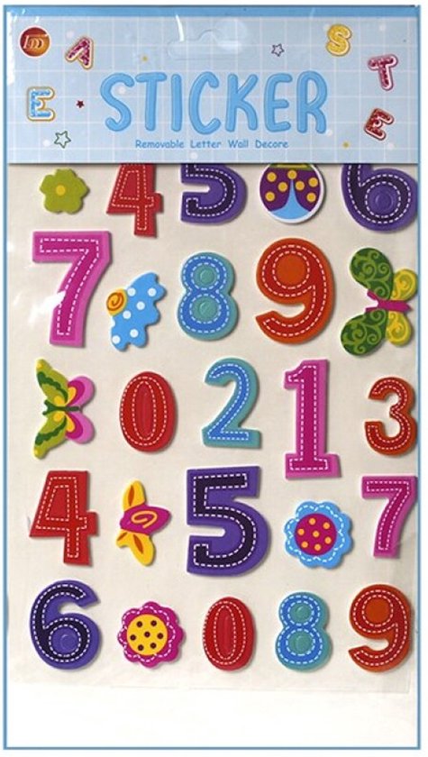 Stickervelletjes - 3x - 25x sticker cijfers 0-9- gekleurd - nummers ...