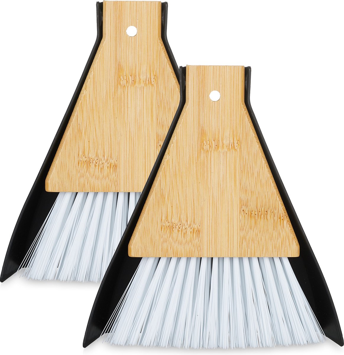 Relaxdays mini stoffer en blik - set van 2 - handvegertje - zwart blik ...