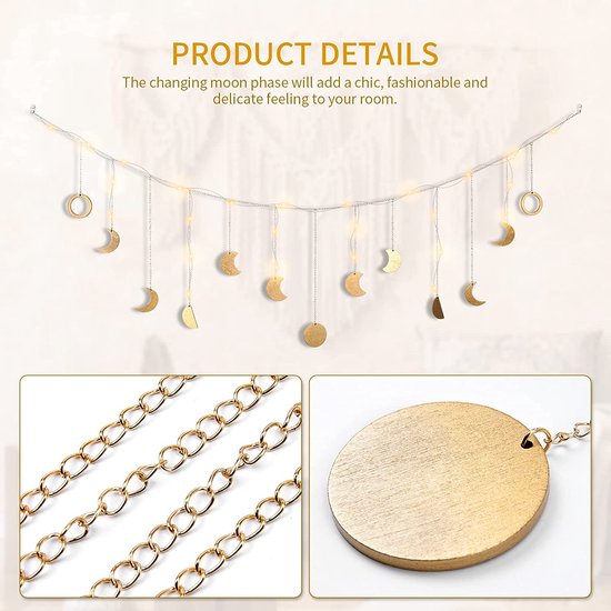 Maanfasen slinger, ramadan, decoratie, macramé, wandbehang, maanslinger ...