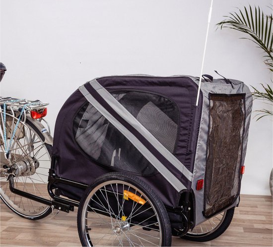 Keddoc Fietskar - Hondenfietskar - 59x43x52 cm Zwart Grijs S | bol.com