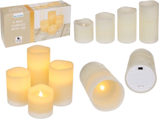 Echte waskaars met LED - set van 4 | bol