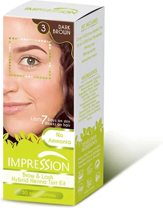 Impression Brow & Lash Hybrid Henna Tint Kit | Medium Bruin | Medium ...