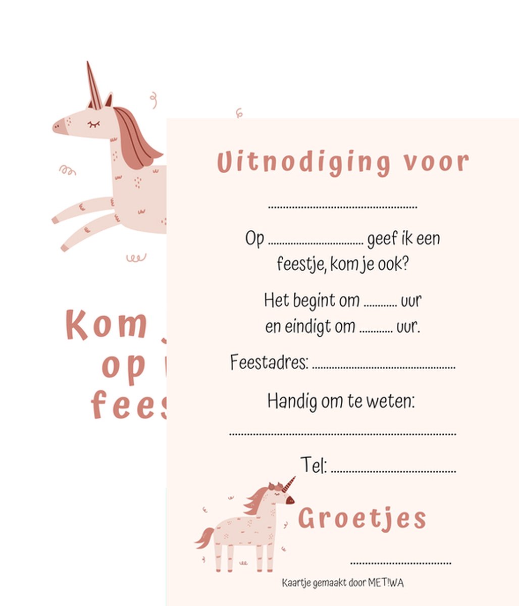 METIWA - Uitnodiging Kinderfeestje Eenhoorn - 10 stuks - Uitnodigingskaarten -... | bol